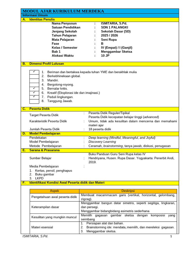 05. Modul Seni Rupa Kls 4 Sms 1 | PDF