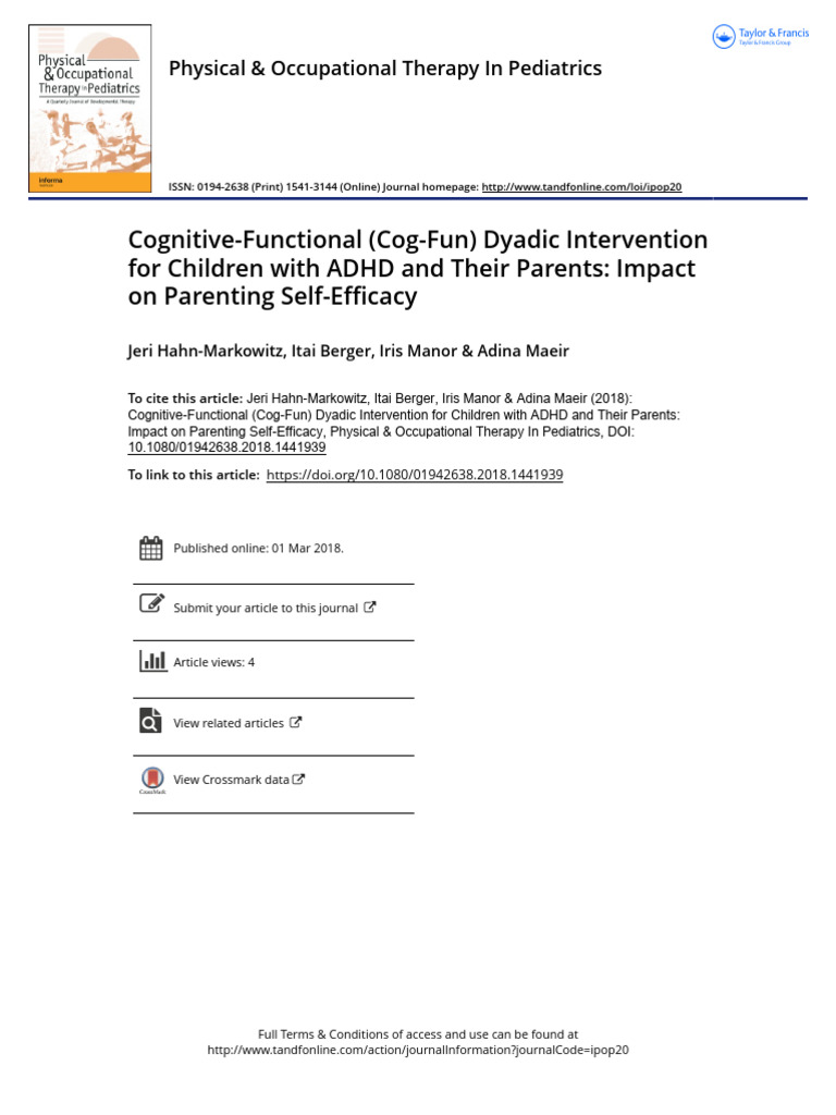 Cognitive Functional Cog Fun Dyadic Intervention for Children With ADHD ...