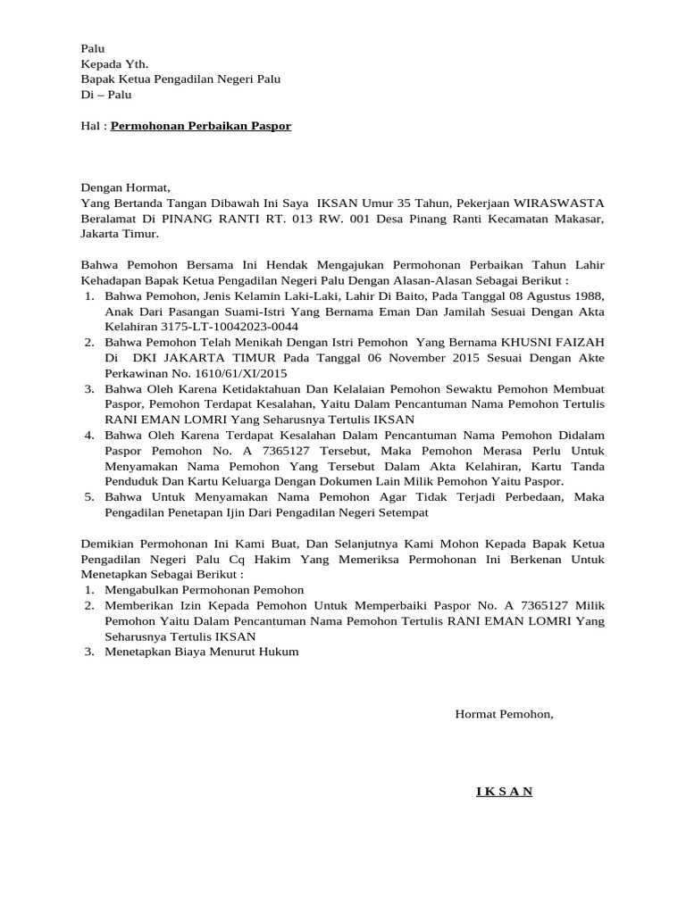 Permohonan Perbaikan Paspor | PDF