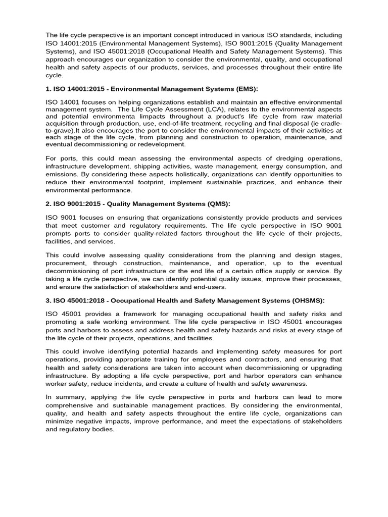 Life Cycle Perspective | PDF | Life Cycle Assessment | Occupational ...