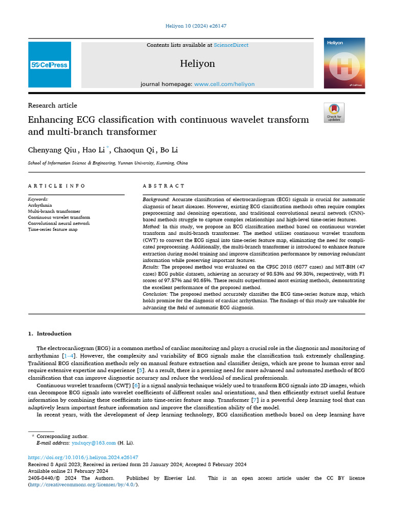 Enhancing ECG Classification | PDF | Wavelet | Deep Learning