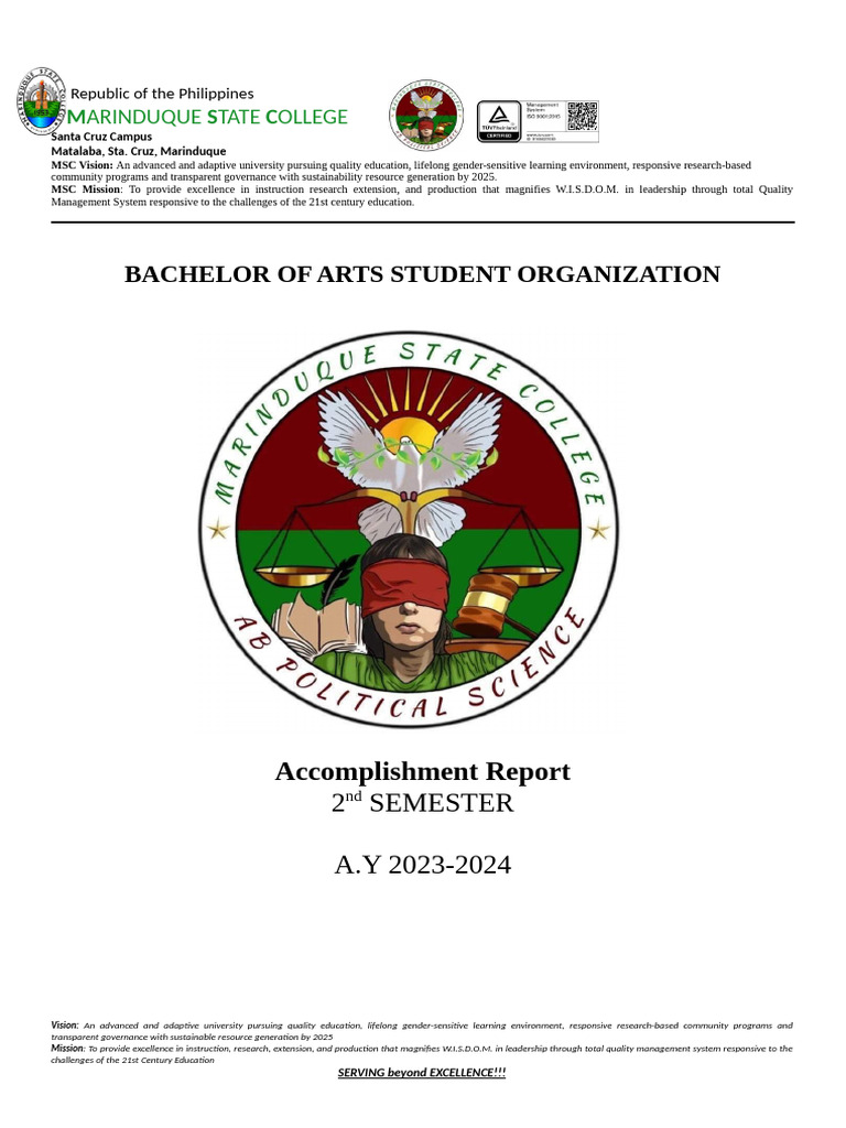 Marinduque State College ABSO Report | PDF | Governance | Leadership