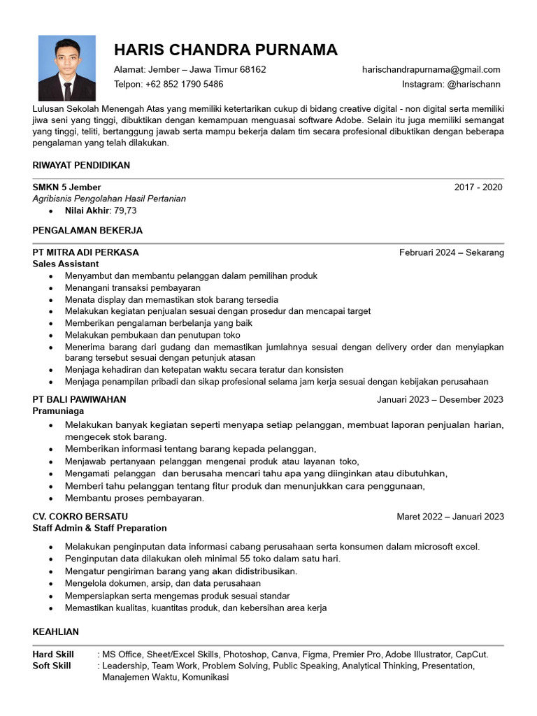Cv Haris Chandra Purnama[1][1] | PDF