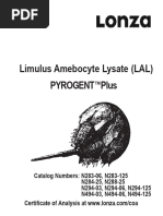 Lonza Certificate of Analysis E50-643 | PDF