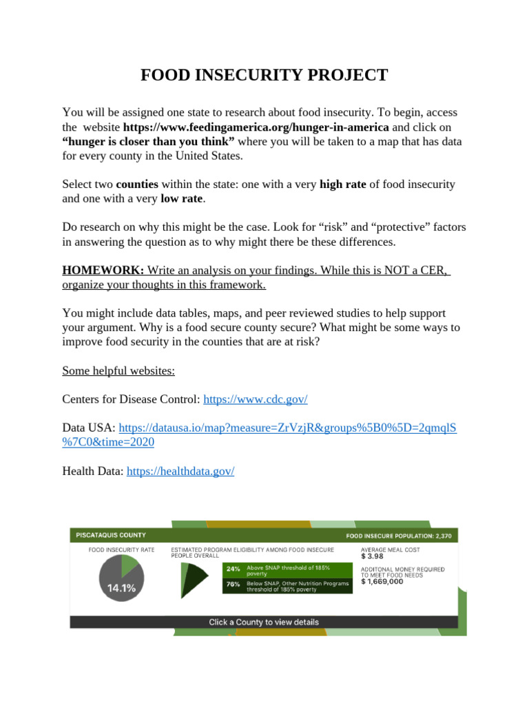 Analyzing Food Insecurity by County | PDF