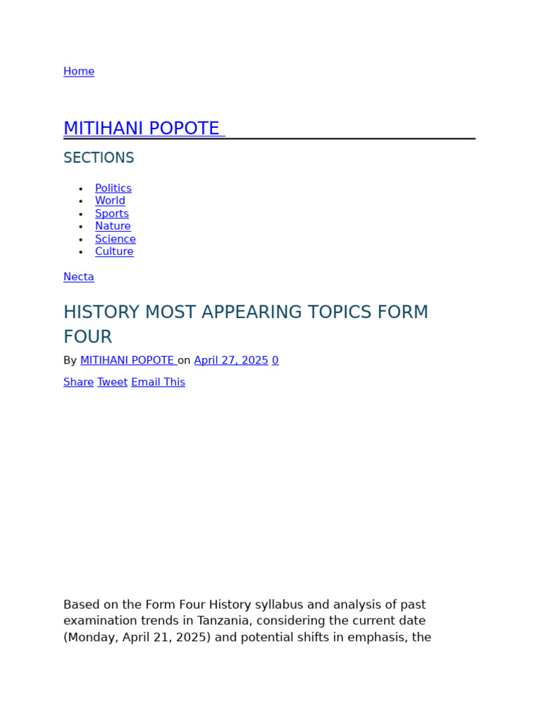 Topics Appearing in History | PDF
