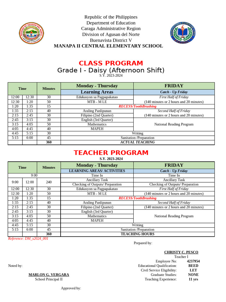 Intermediate Class Program - Shifting | PDF | Philippines | Republicanism