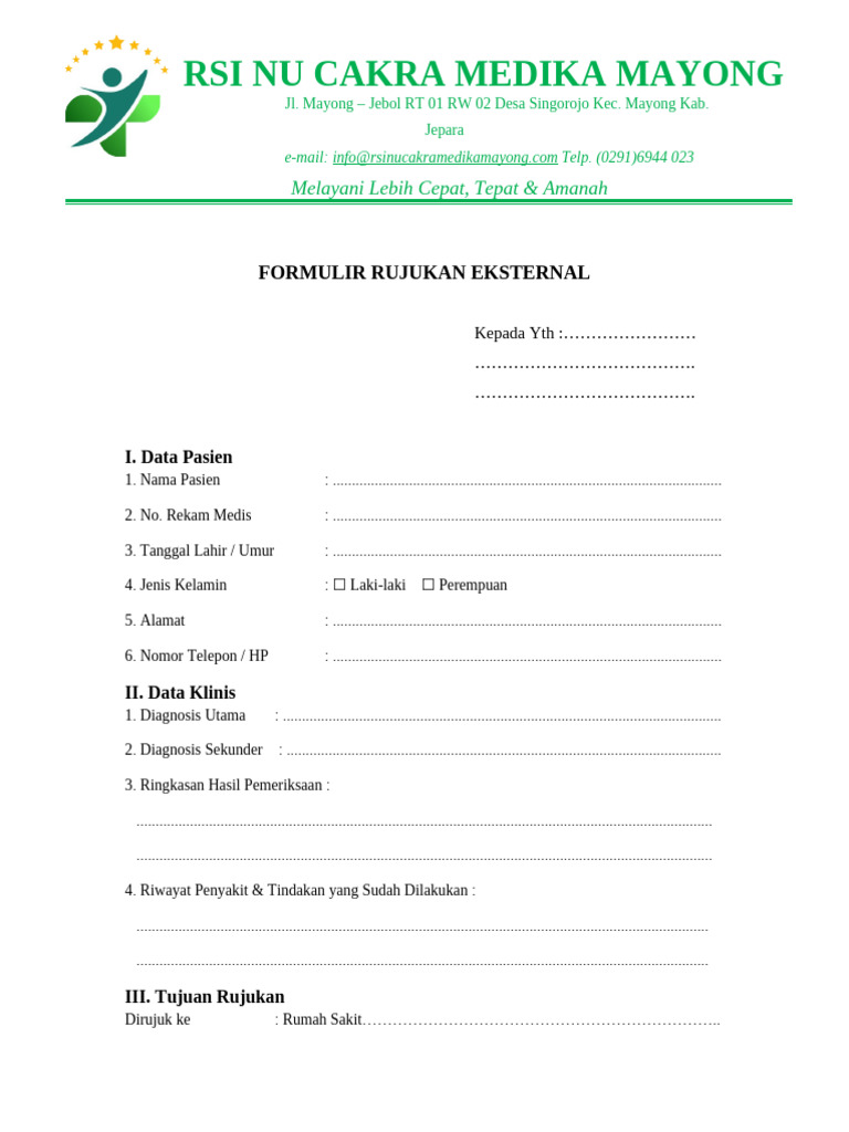 Formulir Surat Rujukan Dokter | PDF