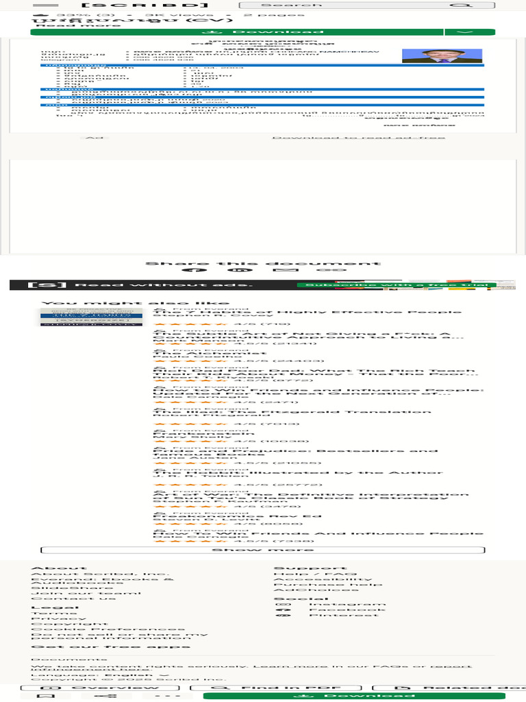 ប្រវត្តិរូបសង្ខេប (CV) PDF | PDF | Scribd