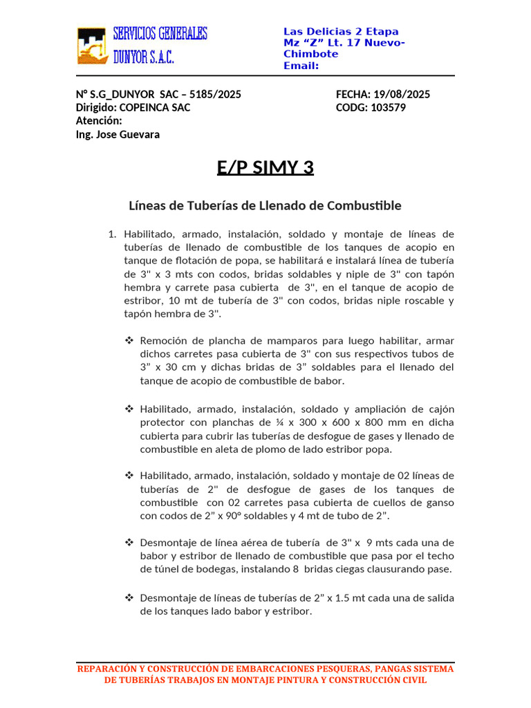 Cot-5185 Embarcacion Simy 3 Jose Guevara | PDF | Buques