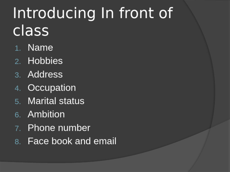 Introducing in Front of Class | PDF