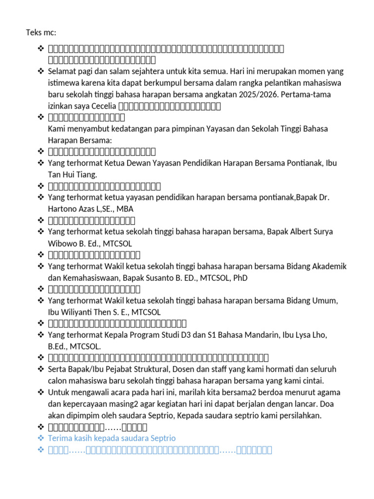 Teks MC Terbaru | PDF