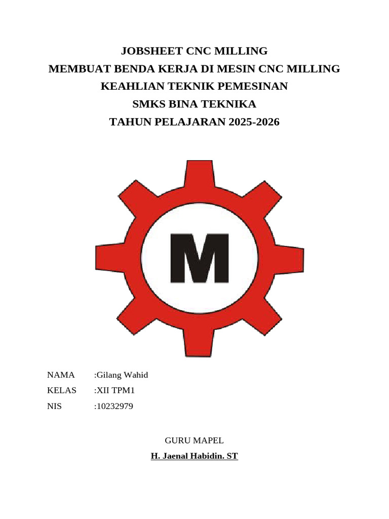 Jobsheet CNC Milling untuk Siswa SMK | PDF