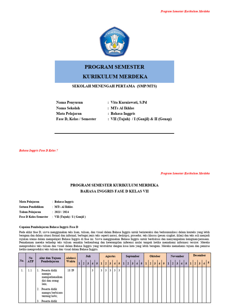 PROMES Kurikulum Merdeka | PDF