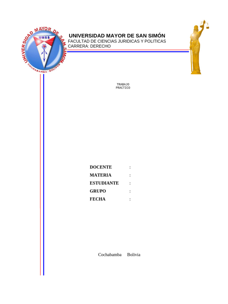 Caratula Umss Derecho 1 | PDF