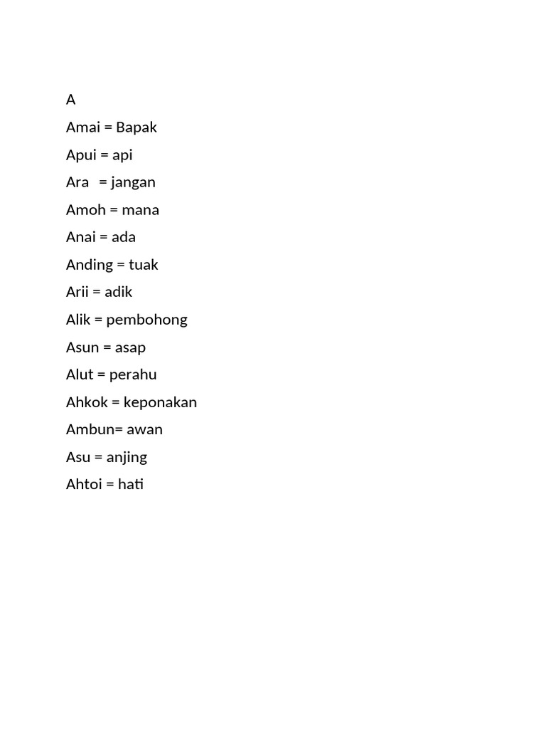Dayak Monkey Language Vocabulary | PDF