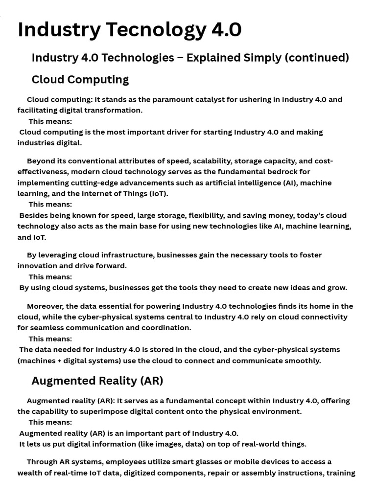 Key Technologies of Industry 4.0 Explained | PDF | Cloud Computing ...
