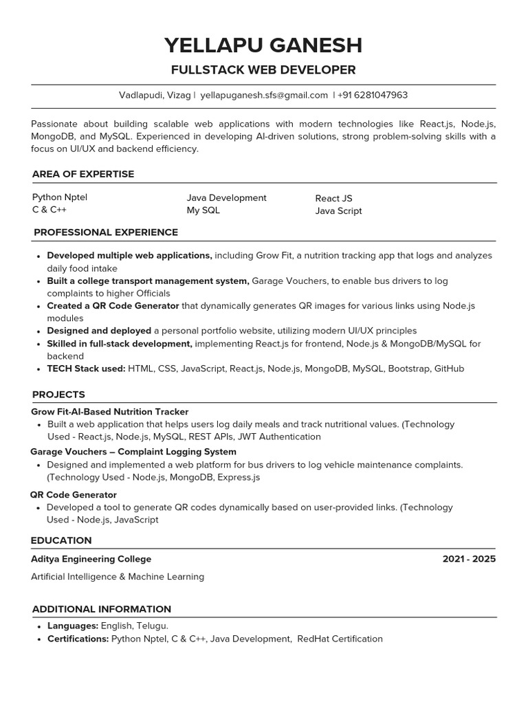Ganesh Resume | PDF
