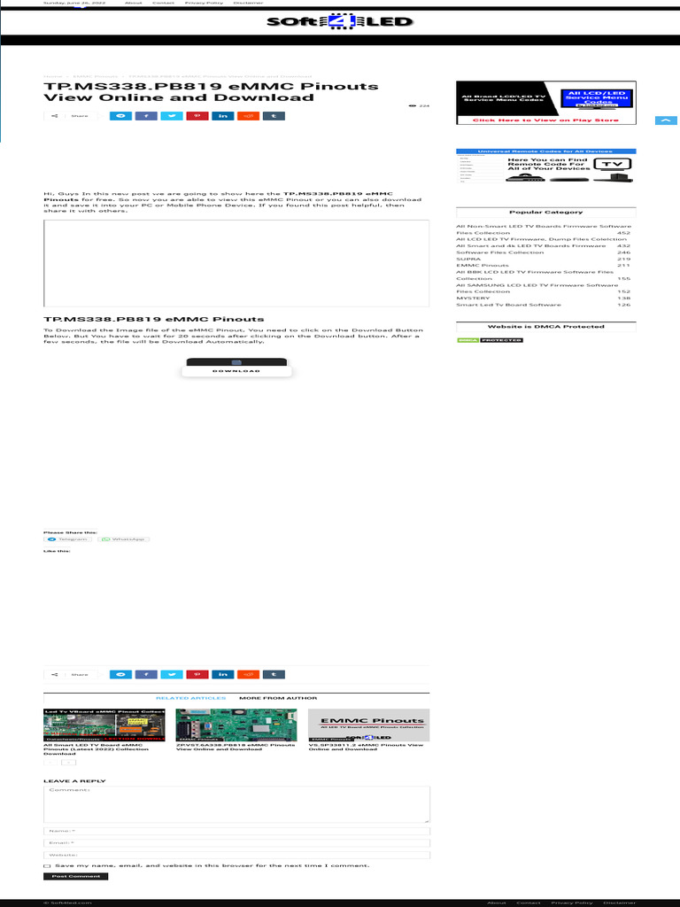 TP - ms338.PB819 EMMC Pinouts View Online and Download Soft4led | PDF ...