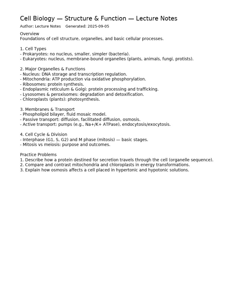 Article 2 Cell Biology Basics | PDF