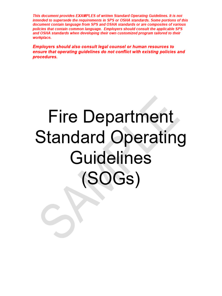 Fire Department Standard Operating Guidelines | PDF | Firefighter ...