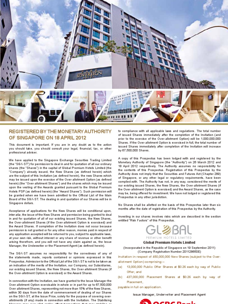 Global Premium Hotels - Registration Prospectus (Clean) | PDF | Tourism ...