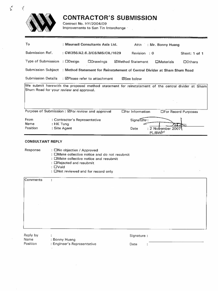 Method Statement For Reinstatement | PDF