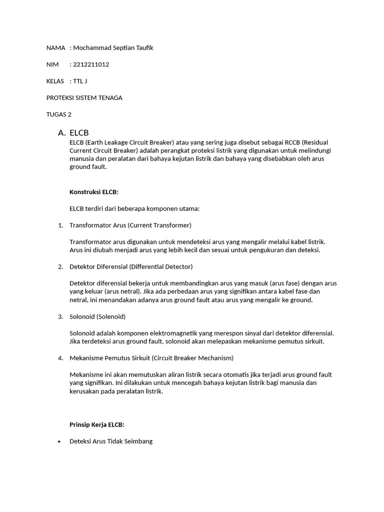 Tugas Proteksi Sistem Tenaga 2 | PDF