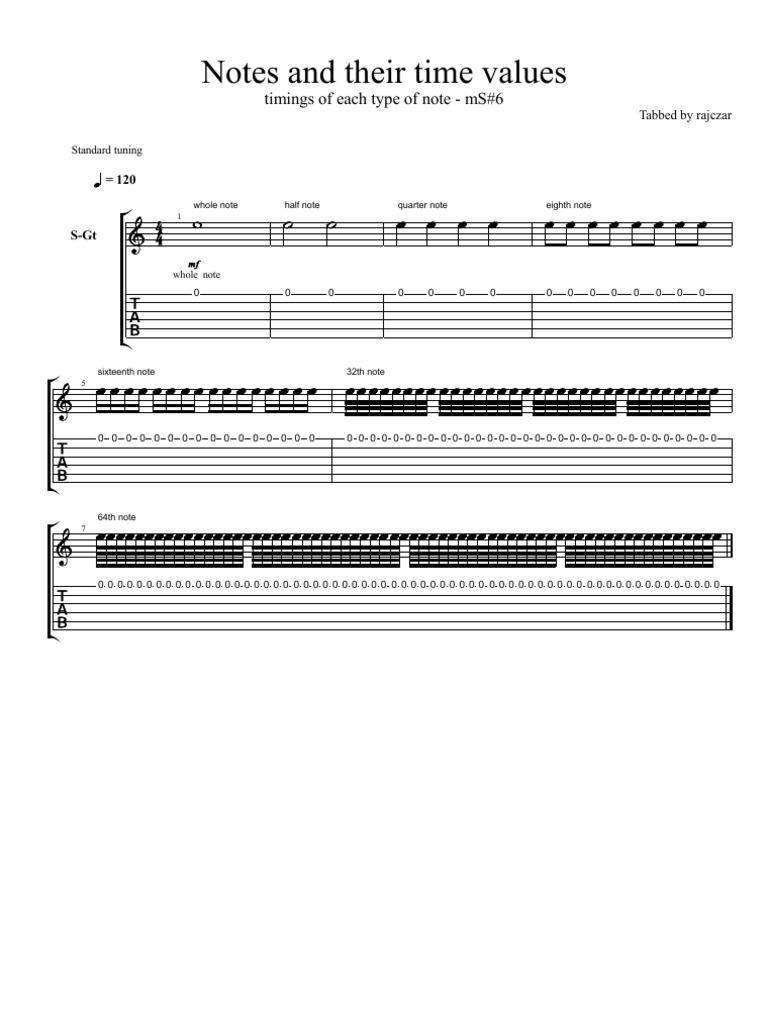 Notes and Their Time Values - mS#6 | PDF
