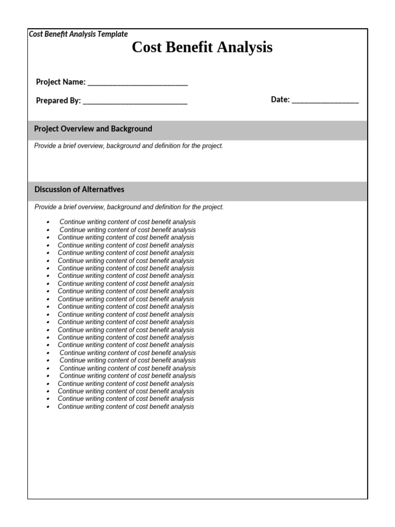 Cost Benefit Analysis Template Guide | PDF