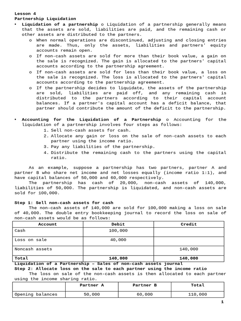 Partnership Liquidation Process Explained | PDF | Debits And Credits ...