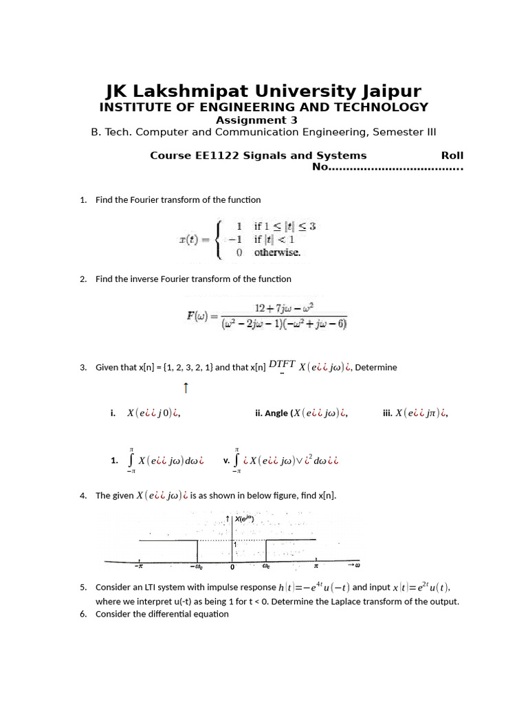 U - EE1122 SS Assignment 3 2024 | PDF