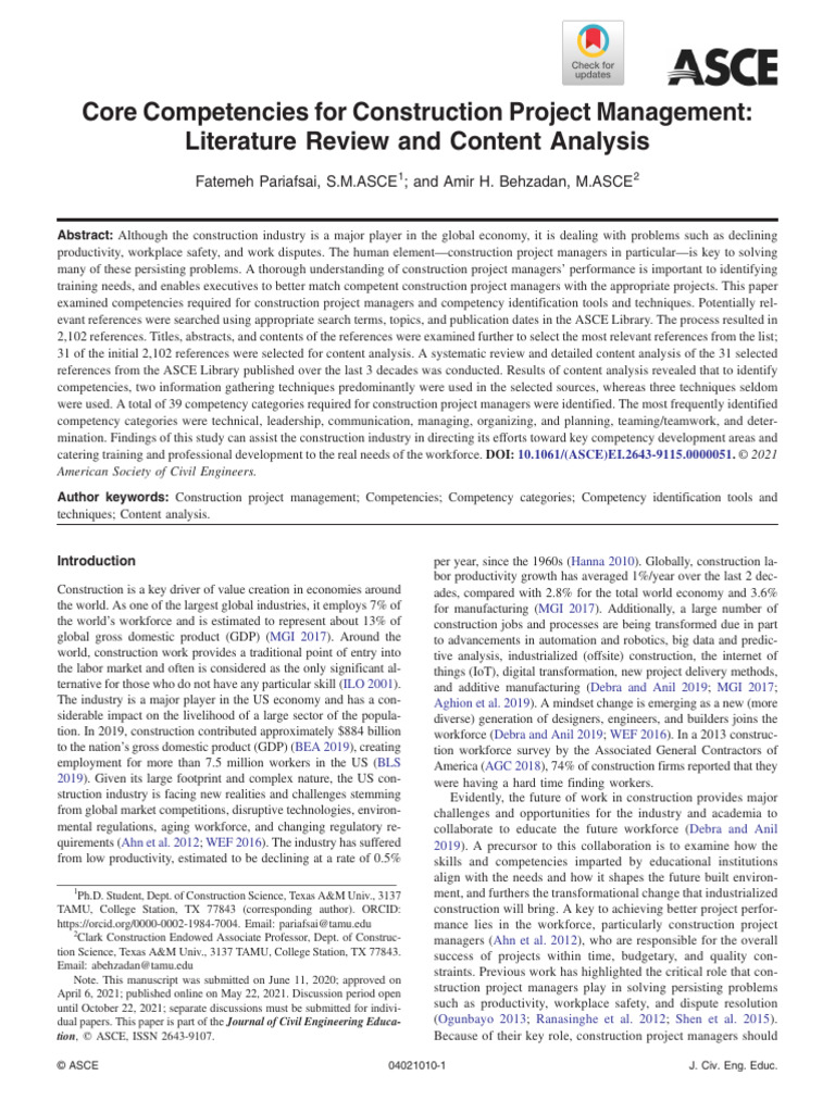 Core Competencies in Construction PM | PDF | Project Management