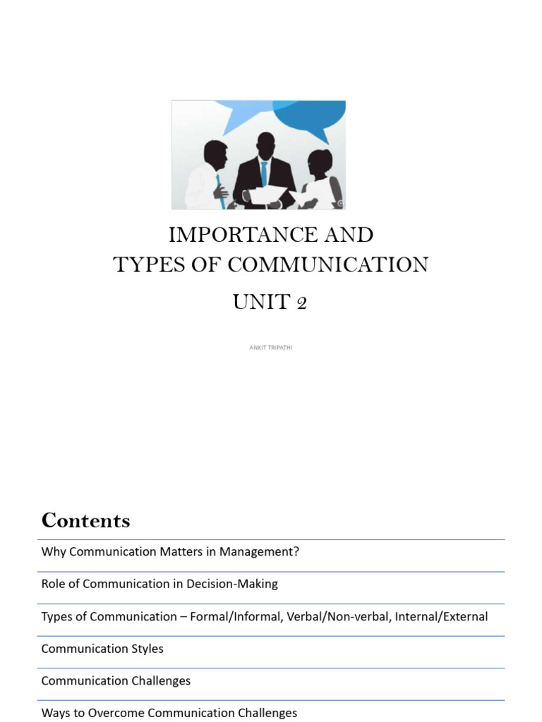 Unit 2 Importance and Types of Communication | PDF | Communication ...