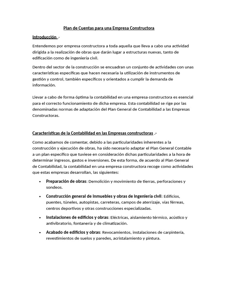 Trabajo Plan de Cuentas de una Constructora | PDF | Contabilidad | Business