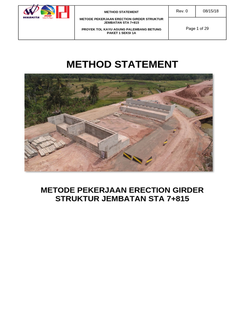 Work Methode Statement Pekerjaan Erection Precast Full Slab Rev.1 | PDF