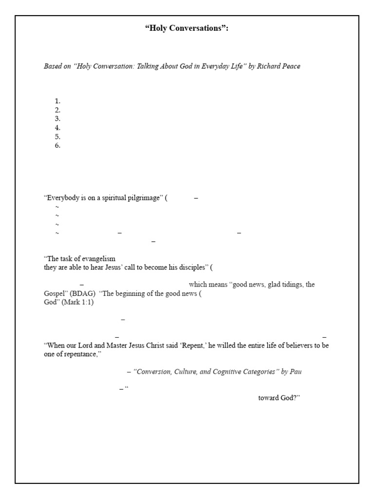 Holy Conversations: Sharing Jesus Effectively | PDF | Jesus | Faith