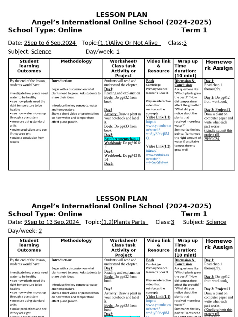 Lesson Plan !ST Term Science | PDF | Filtration | Learning