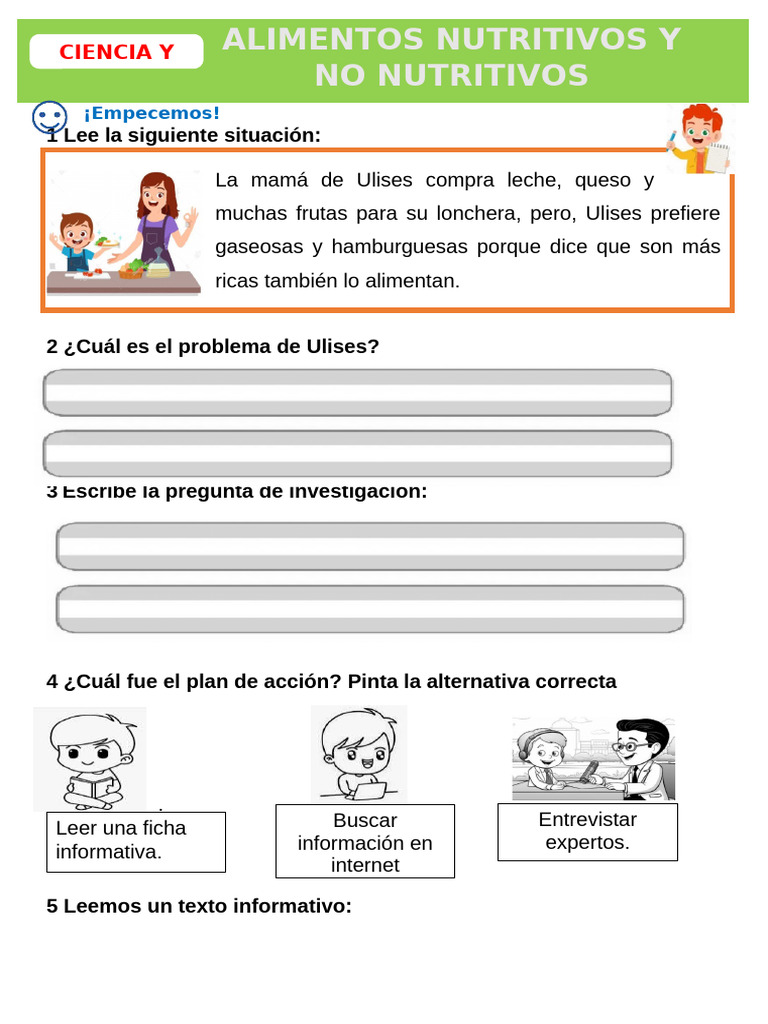 d2 A2 Ficha Ct. Alimentos Nutritivos y No Nutritivos | PDF