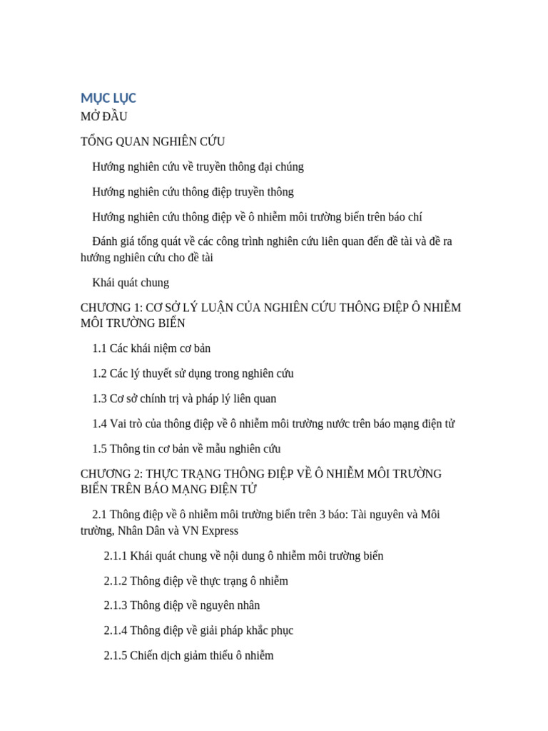 Muc Luc de Tai o Nhiem Bien | PDF