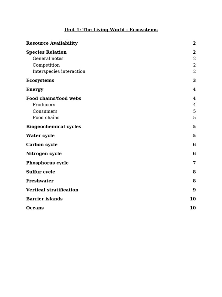 Unit 1 - The Living World - Ecosystems | PDF | Nitrate | Ammonium