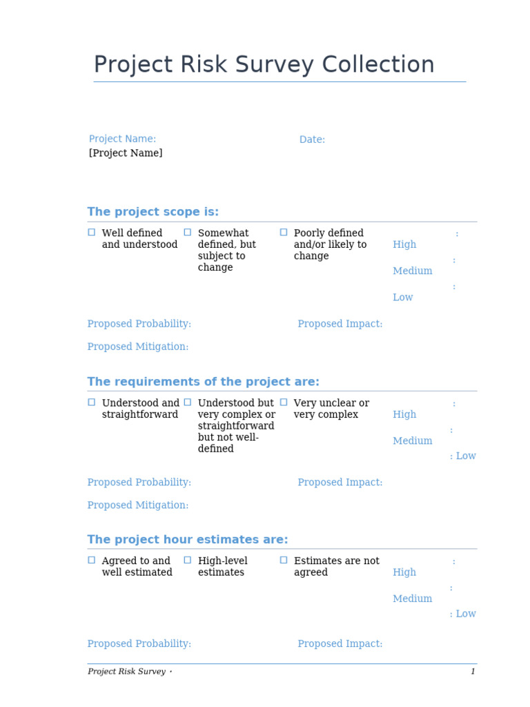 Project Risk Assessment Survey Template | PDF | Risk