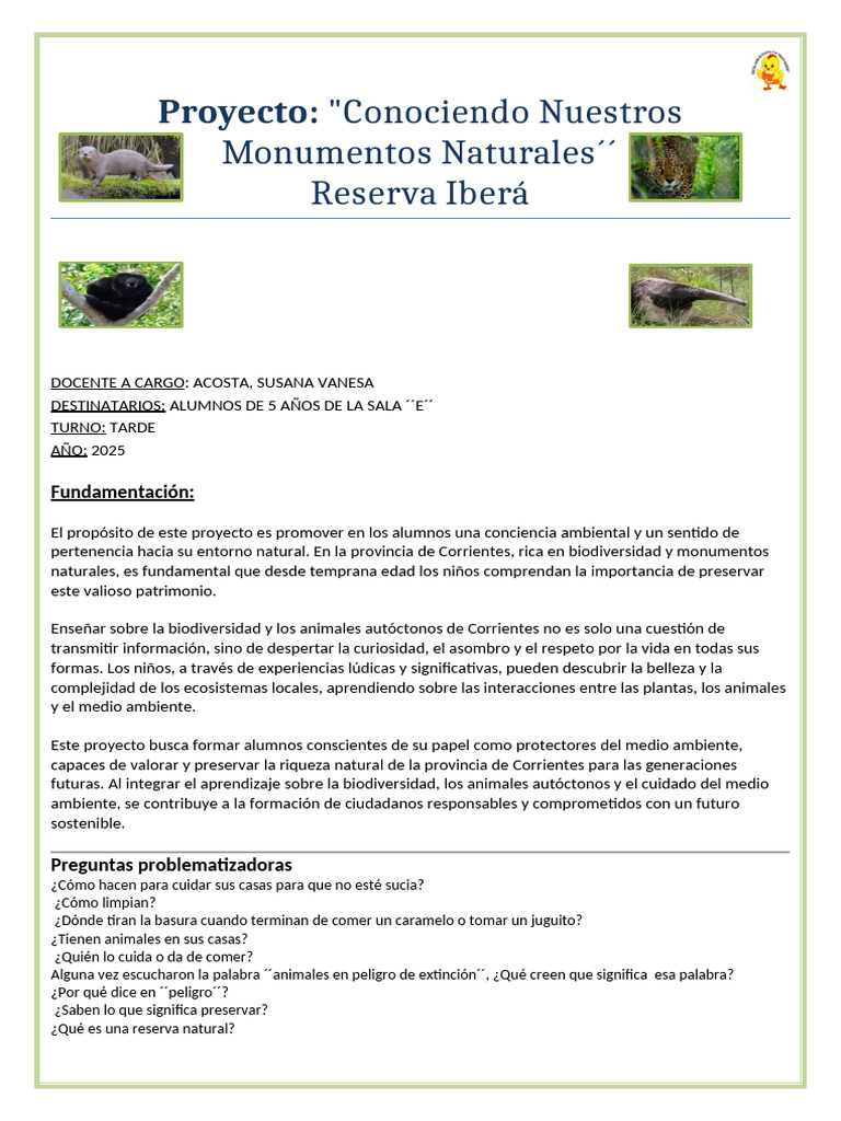 Proyecto feria de ciencias monumentos naturales (1) | PDF | Comunicación | Entorno natural
