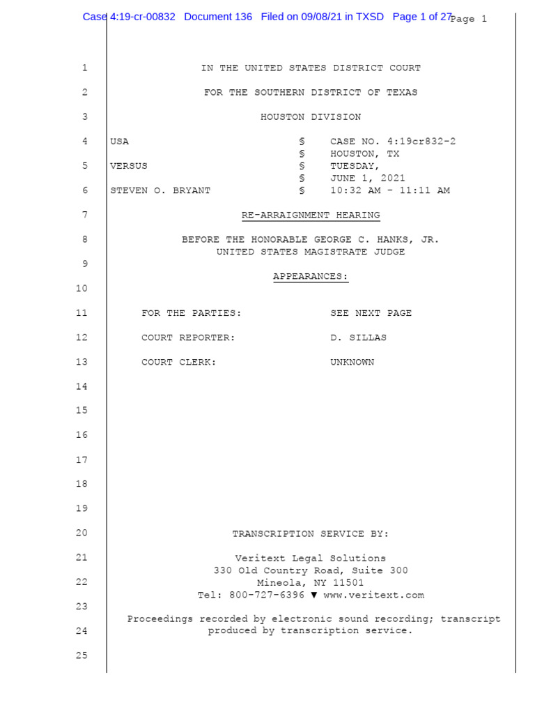 Bryant Plea Transcript, Tuttle Case | PDF | Plea | Search And Seizure