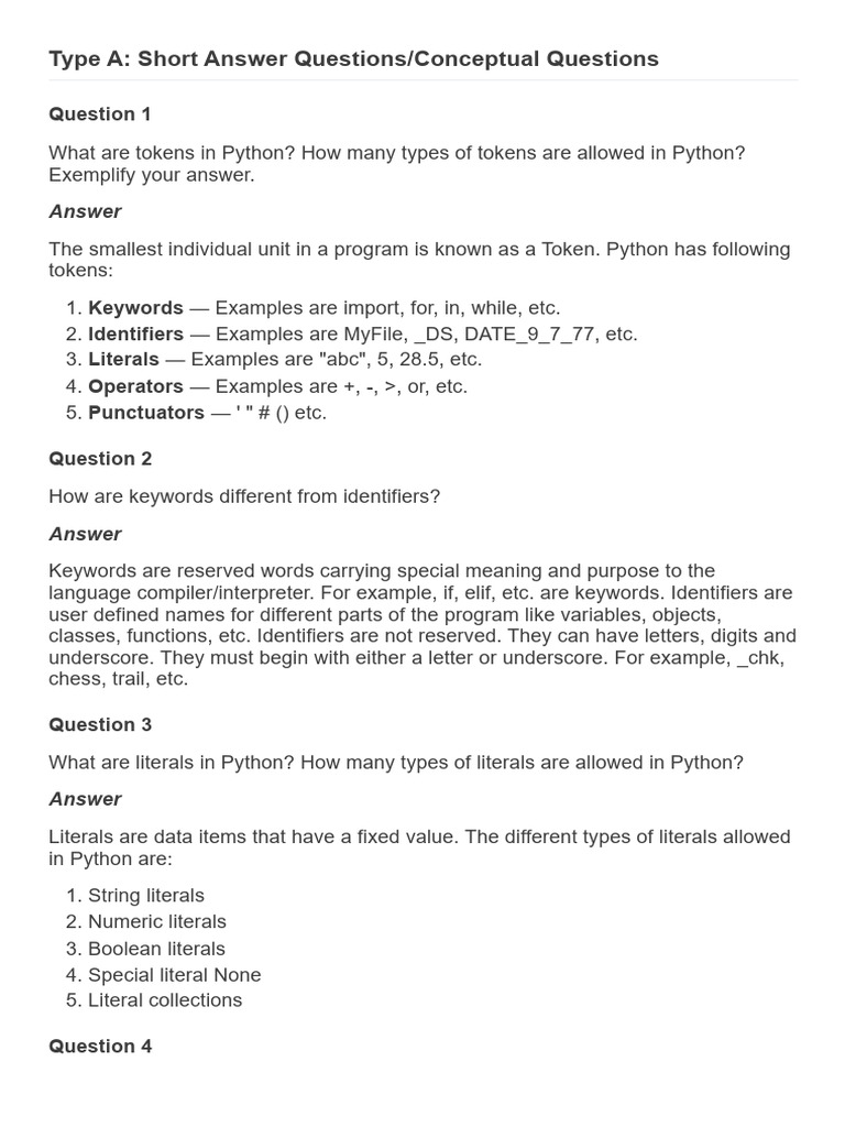 Chapter 1 - Python Revision Tour - Solutions of Computer Science With Python by Sumita Arora For ...