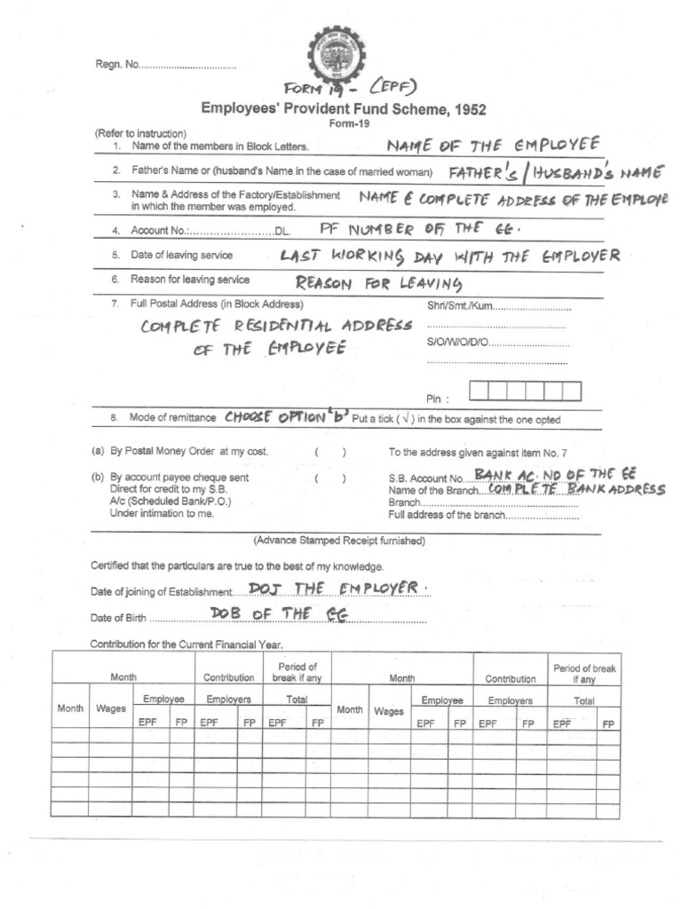 PF Closure Forms - Sample Filled | PDF