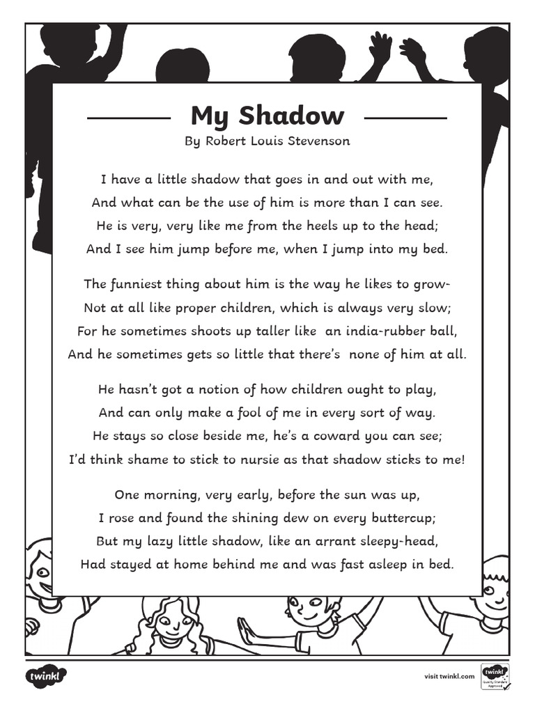 My Shadow by Robert Louis Stevenson - Poem Print-Out | PDF