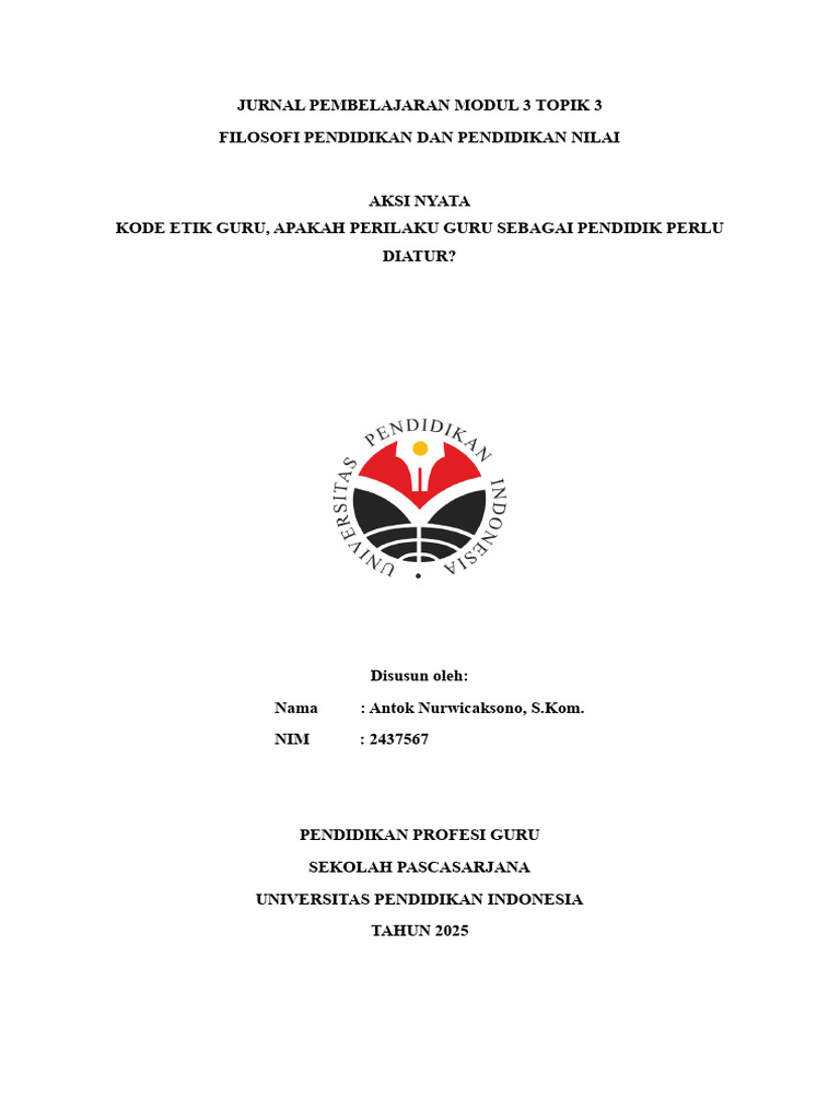 Antok Nurwicaksono 2437567 KODE ETIK GURU Modul3 | PDF