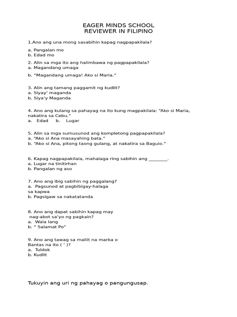 Eager Minds Filipino | PDF