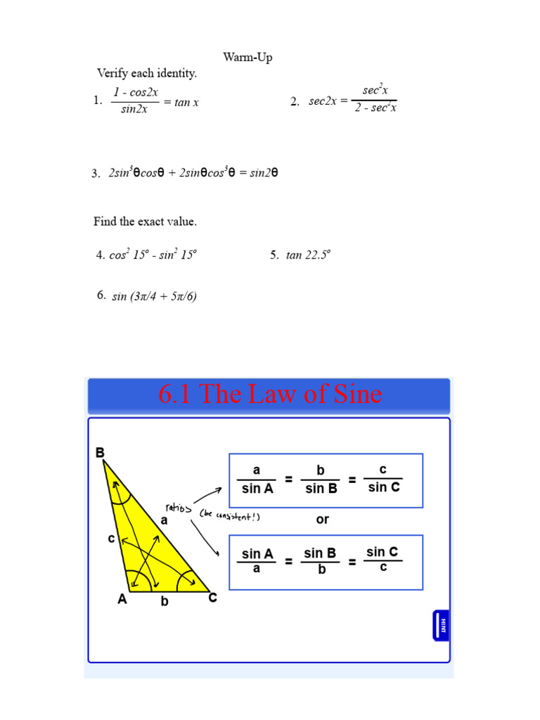 Algebra II H - Ch6 Trig Notes | PDF | Euclidean Vector | Area